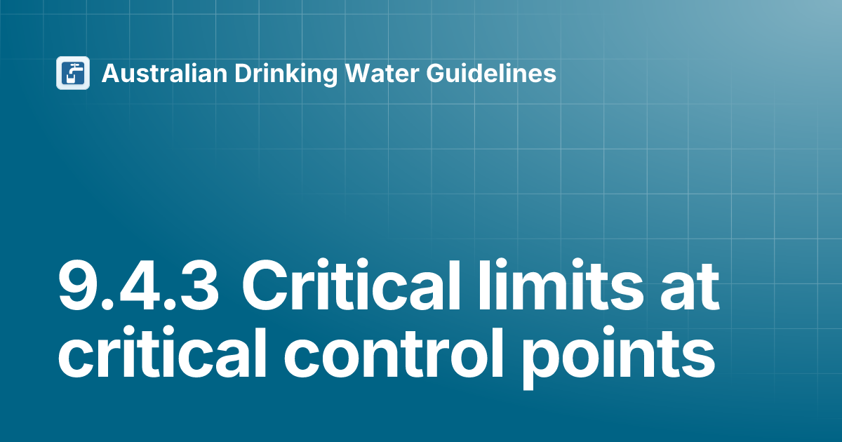 9.4.3 Critical limits at critical control points | Australian Drinking ...