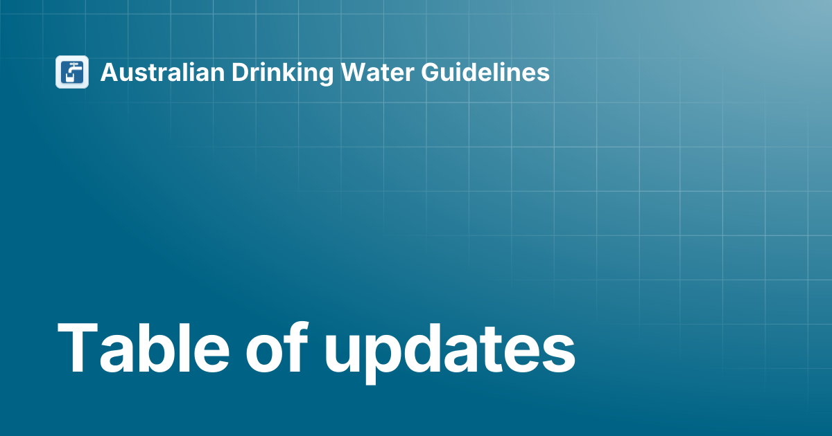 Table of updates | Australian Drinking Water Guidelines