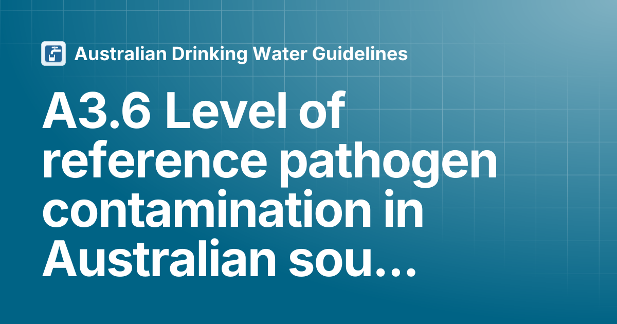 A3.6 Level of reference pathogen contamination in Australian source ...