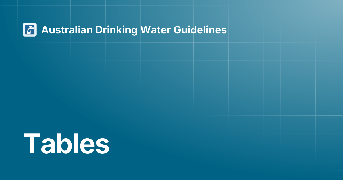 Tables | Australian Drinking Water Guidelines